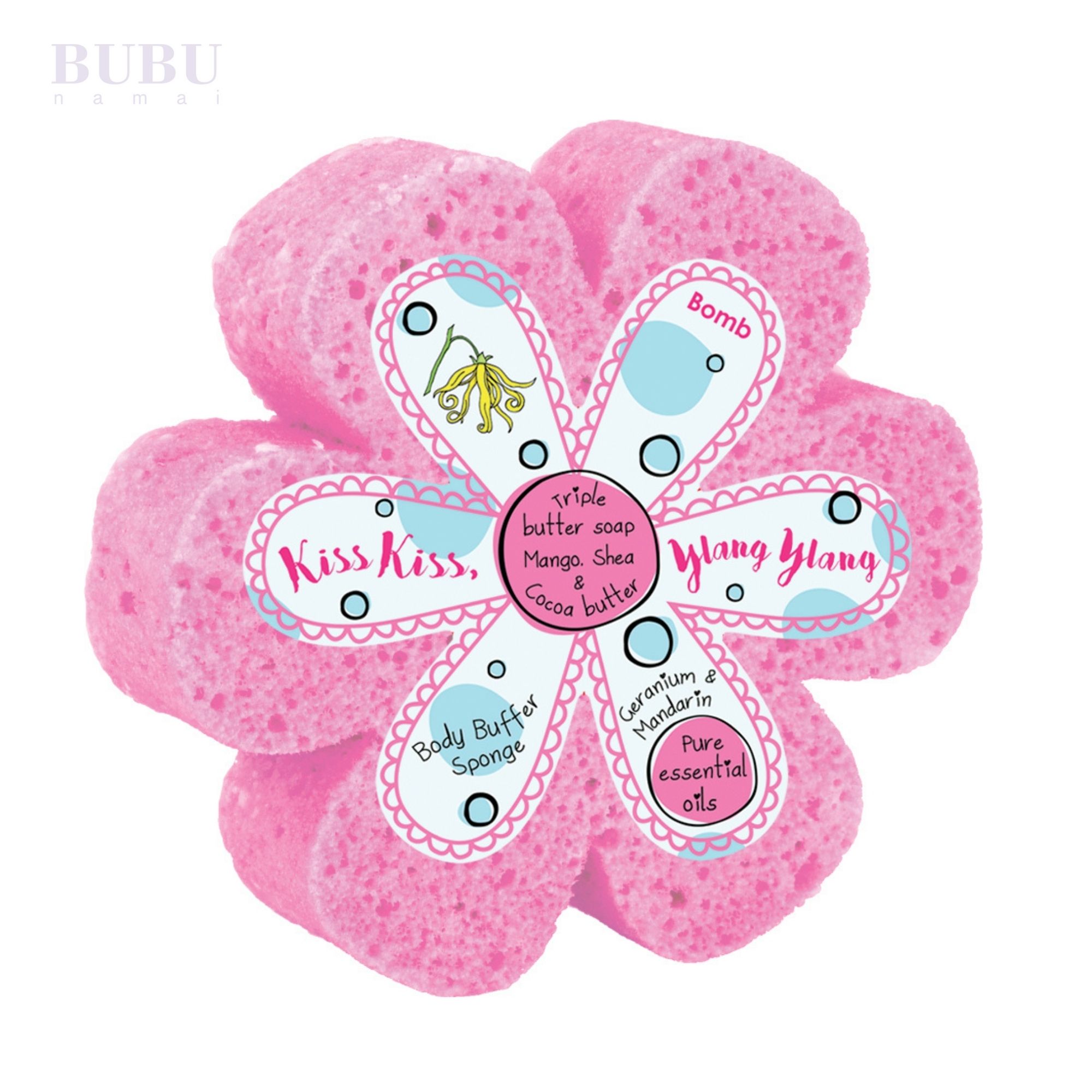 Kūno kempinė prisotinta kūno sviestu „Bučkis, bučkis“, 200 g - bubunamai.lt